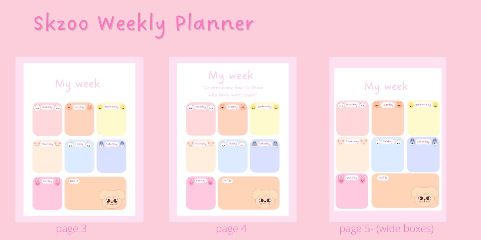 Stray Kids Skzoo Weekly Planner - Digital Printable Pdf. - Etsy