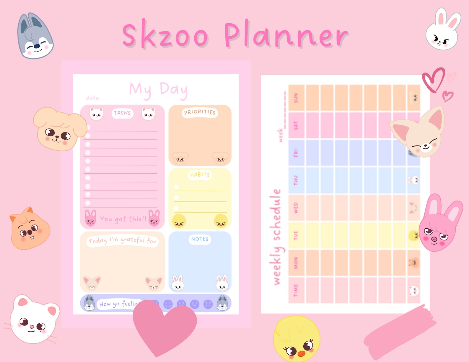 Stray Kids Skzoo Daily Planner - Digital Printable Pdf. - Etsy