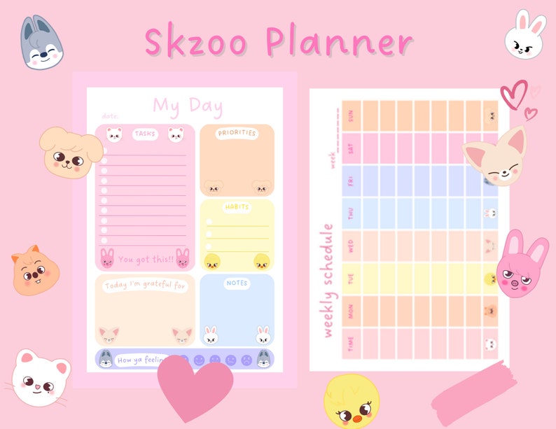 Stray Kids Skzoo Daily Planner - Digital Printable Pdf. - Etsy