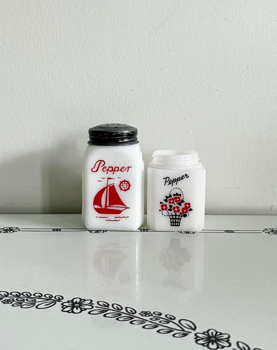 Vintage Pair of Milk Glass Tipp City and Mckee Single Pepper Shakers - Etsy