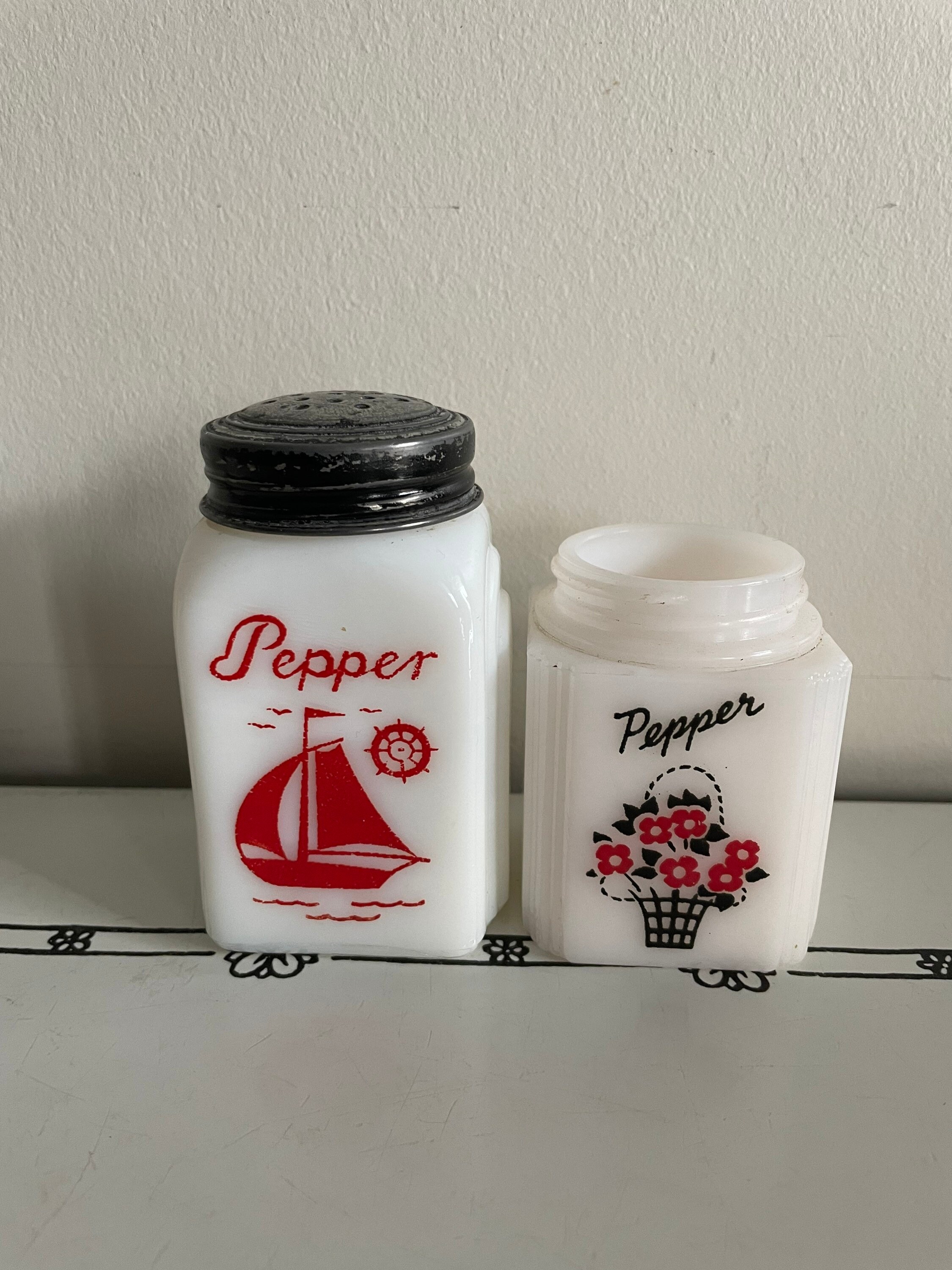 Vintage Pair of Milk Glass Tipp City and Mckee Single Pepper Shakers - Etsy