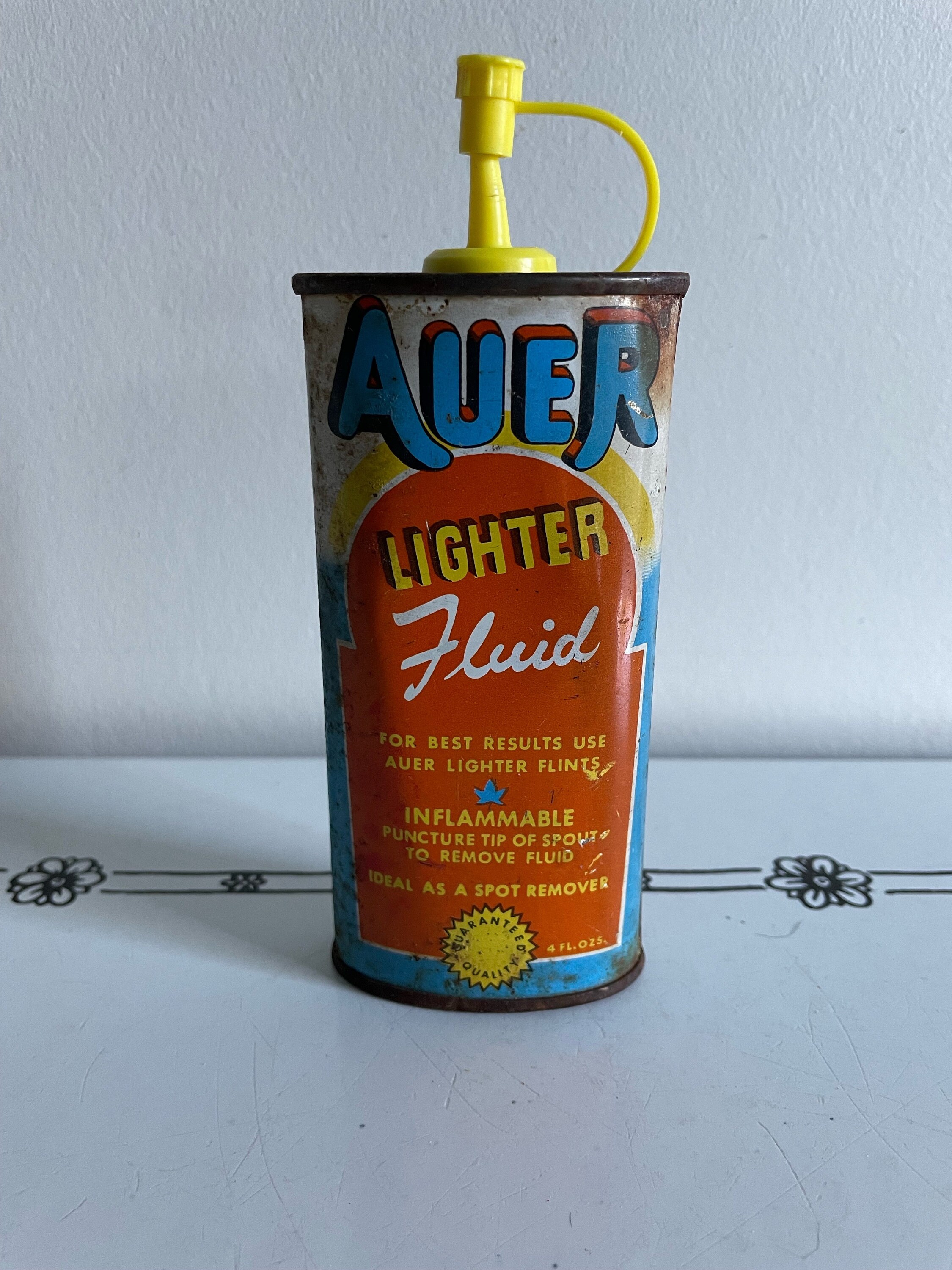 Vintage AUER Lighter Fluid Advertising Empty Tin Can With Spout - Etsy