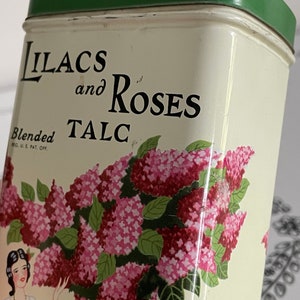 Beautiful Vintage Lilacs and Roses Blended Talc Powder Tin Pink ...