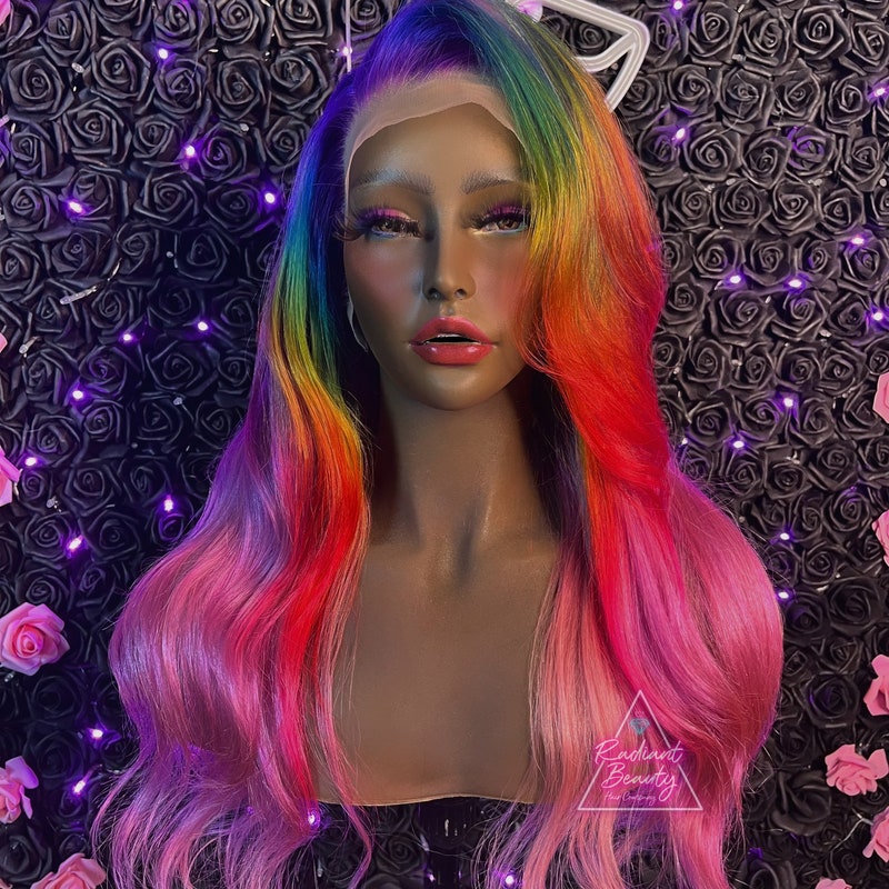 Rainbow Wig - Etsy