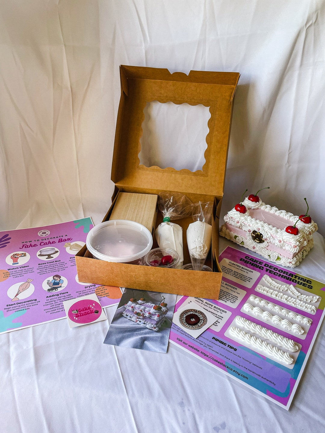 Customizable DIY Fake Cake Box Decorating Kit - Etsy