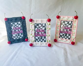 Fake Cake Photo Frame 4x6 or 5x7 With Cherries & Sprinkles Cute Wall ...
