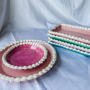 Mini Round Ceramic Cake Tray - Etsy