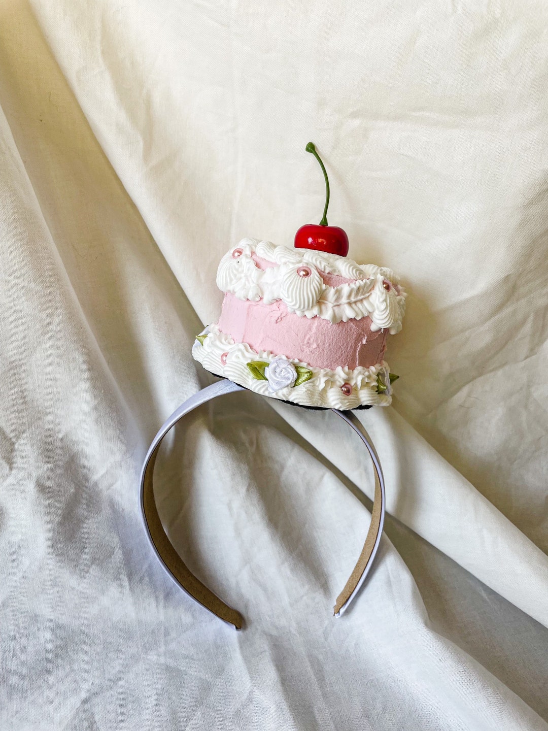 Vintage Pink And White Fake Cake Headband Etsy
