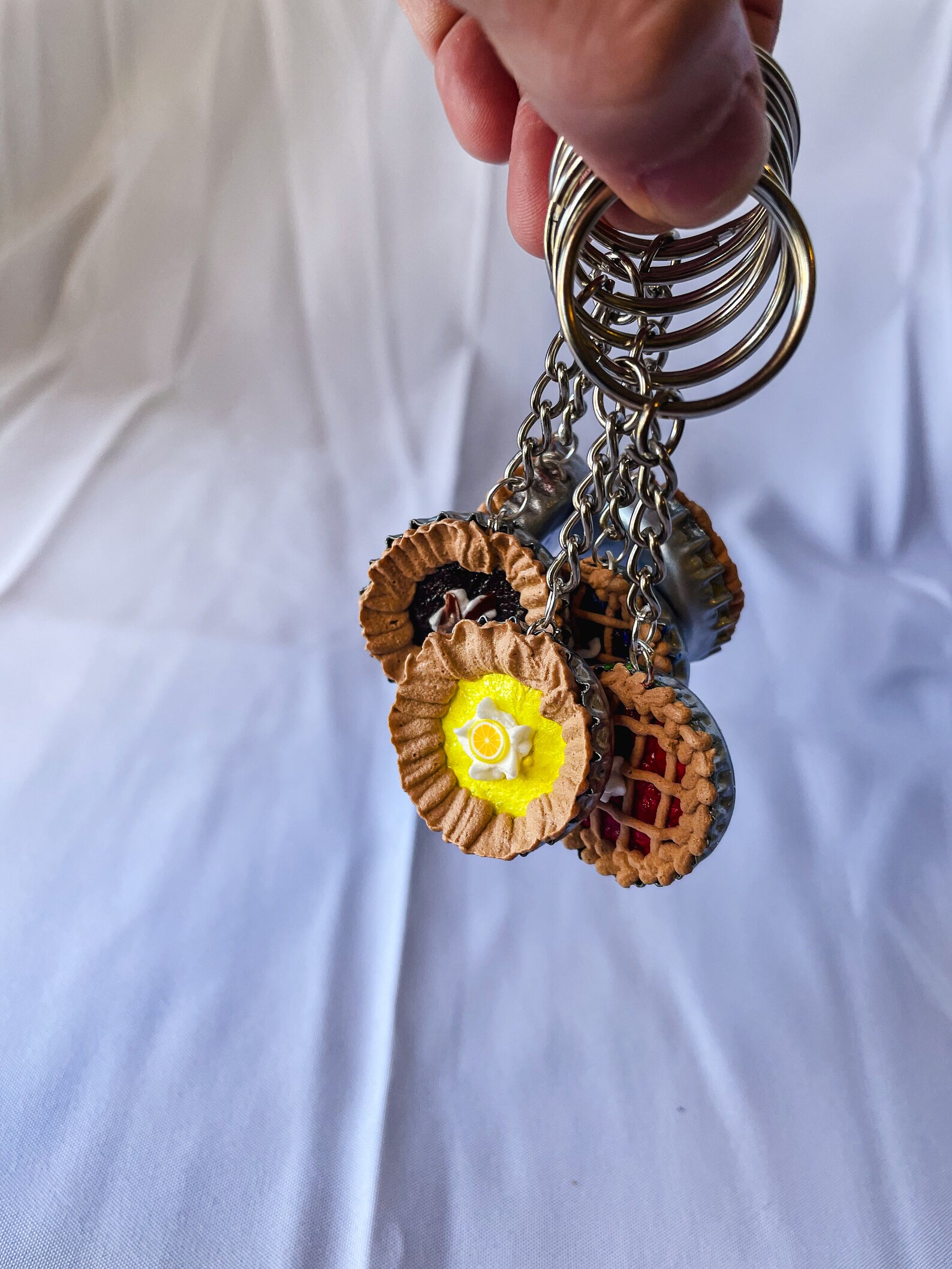 Bottle Cap Pie Keychains - Pumpkin, Cherry, Blueberry, Chocolate, Lemon ...