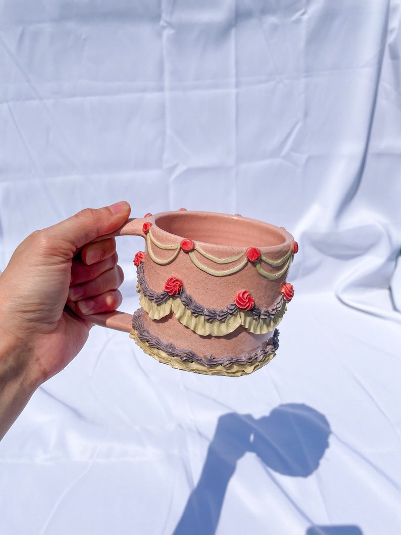 Pink and Purple Ceramic Cake Mug - Etsy
