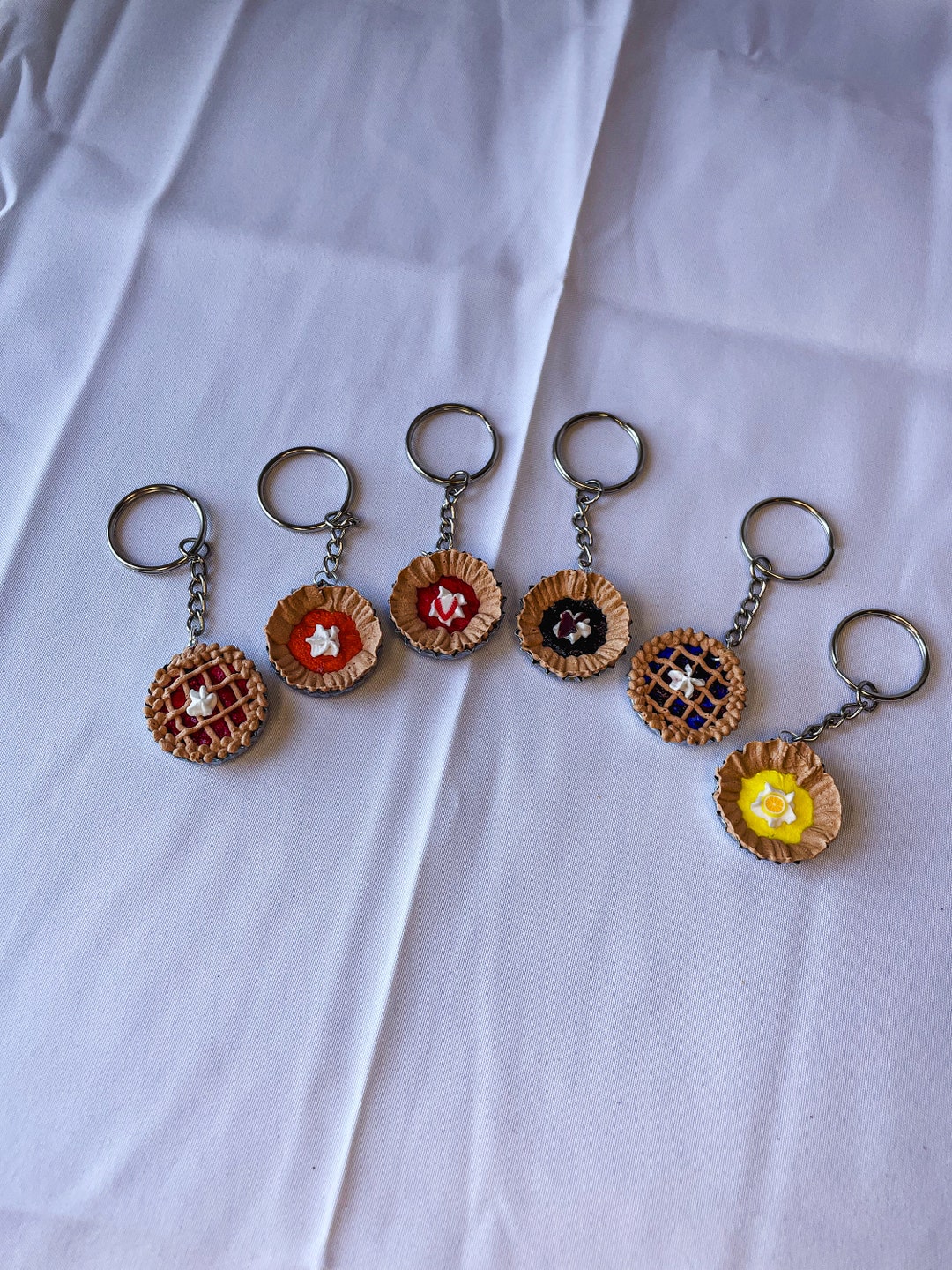 Bottle Cap Pie Keychains - Pumpkin, Cherry, Blueberry, Chocolate, Lemon ...