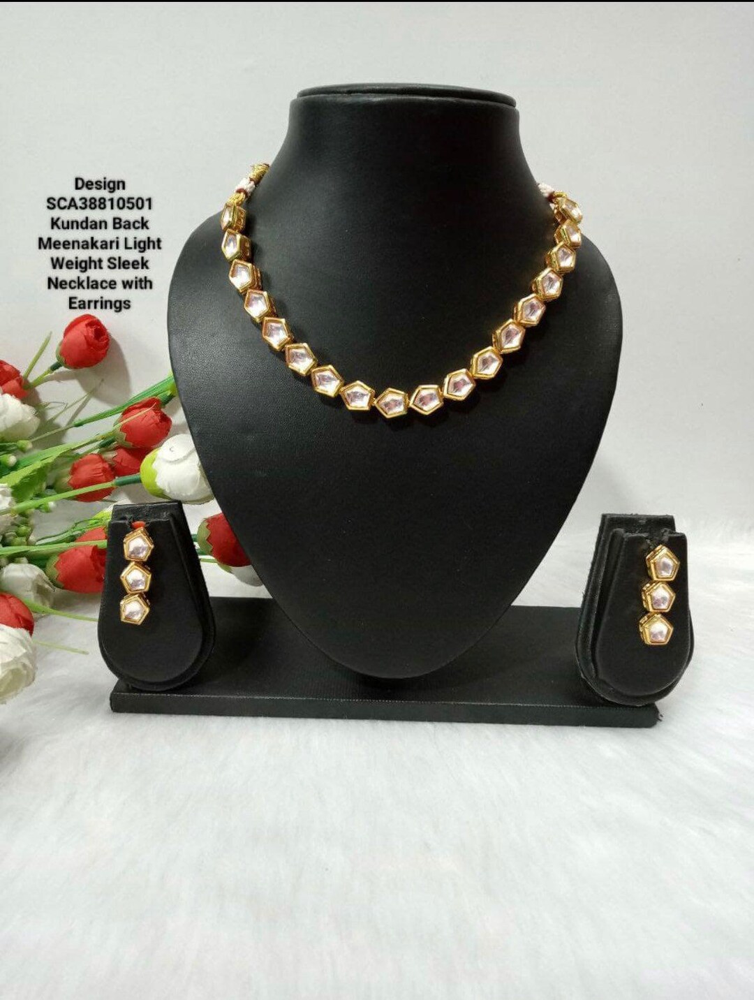 Kundan Set - Single Line Necklace - Etsy