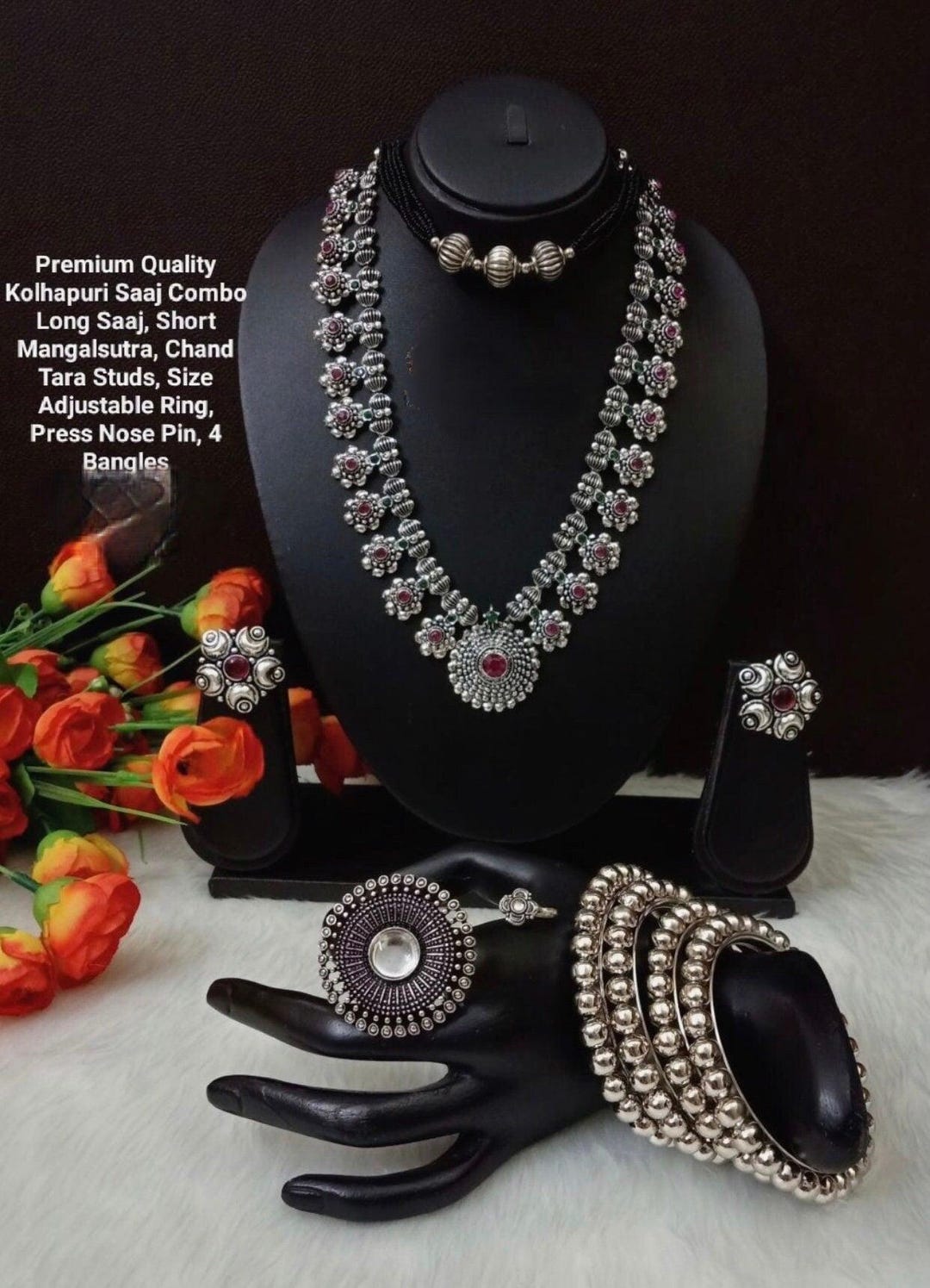 Kolhapuri Saaj Jewelry Set - Silver - Etsy