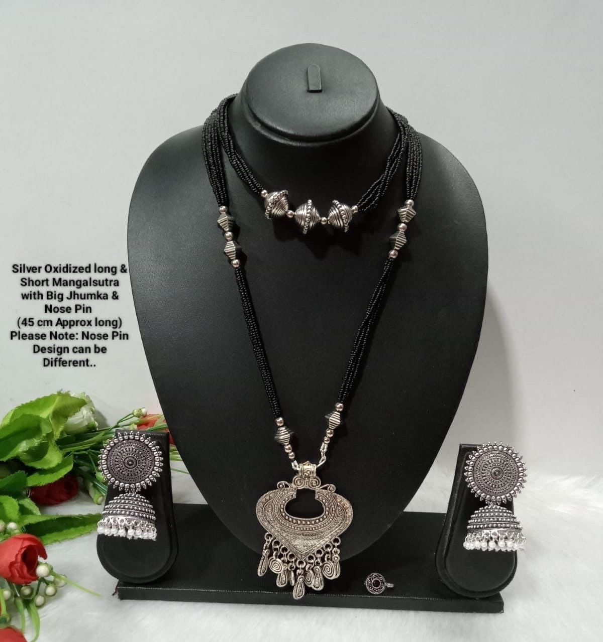 Oxidized Mangalsutra Long and Short combo set