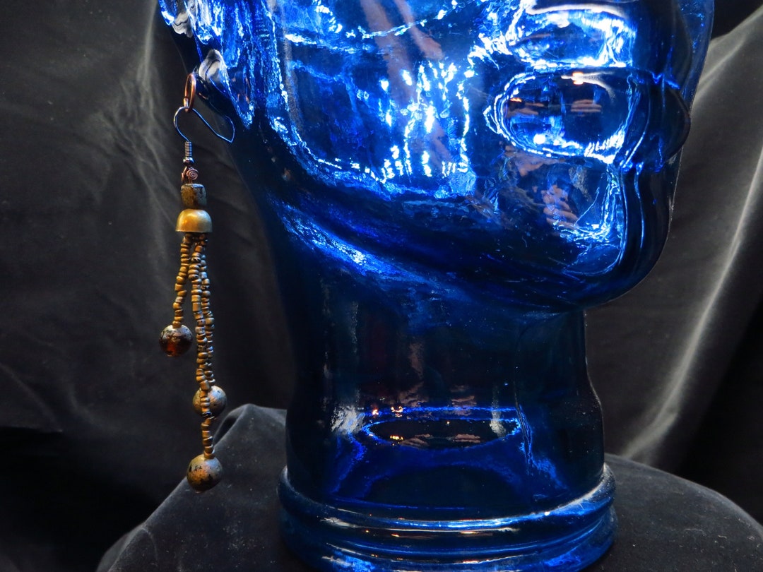 Ancient Sumer Inspired Copper & Brass Shapeable Antique Painted Glass ...