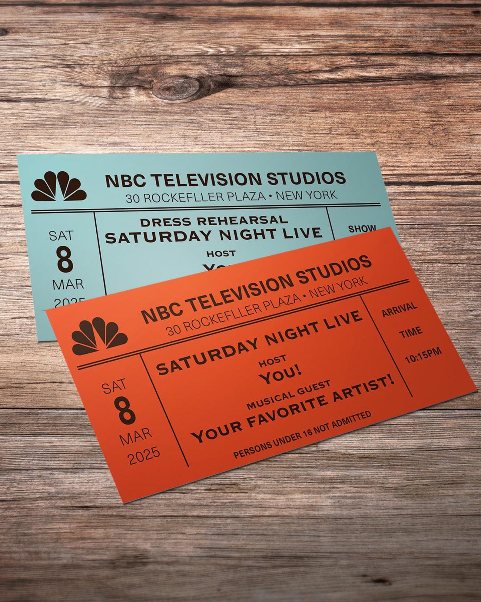 Personalized SNL Ticket Replica: Custom Saturday Night Live Gift ...