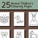 25 Children's Animal Colouring Pages - Etsy