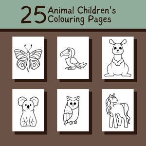 25 Children's Animal Colouring Pages - Etsy