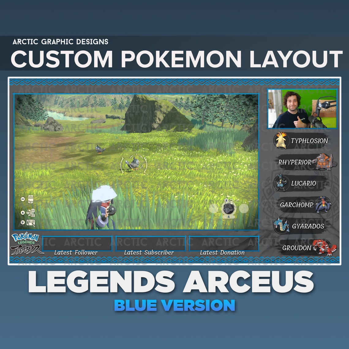Pokémon Legends Arceus Blue Version Overlay/layout for Youtube/twitch ...