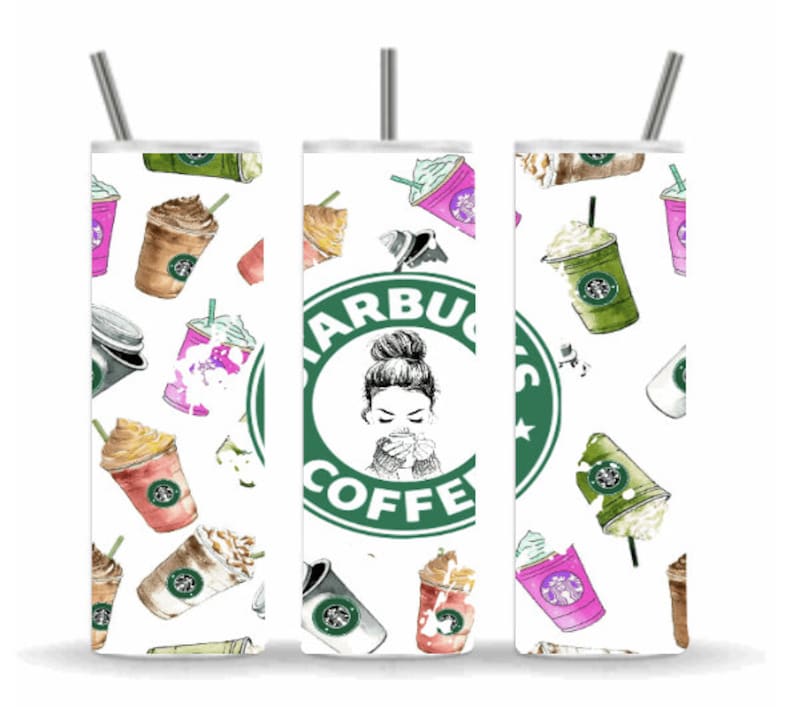 Starbucks Messy Bun, Sublimation Designs, 20 Oz Skinny Tumbler, Designs ...