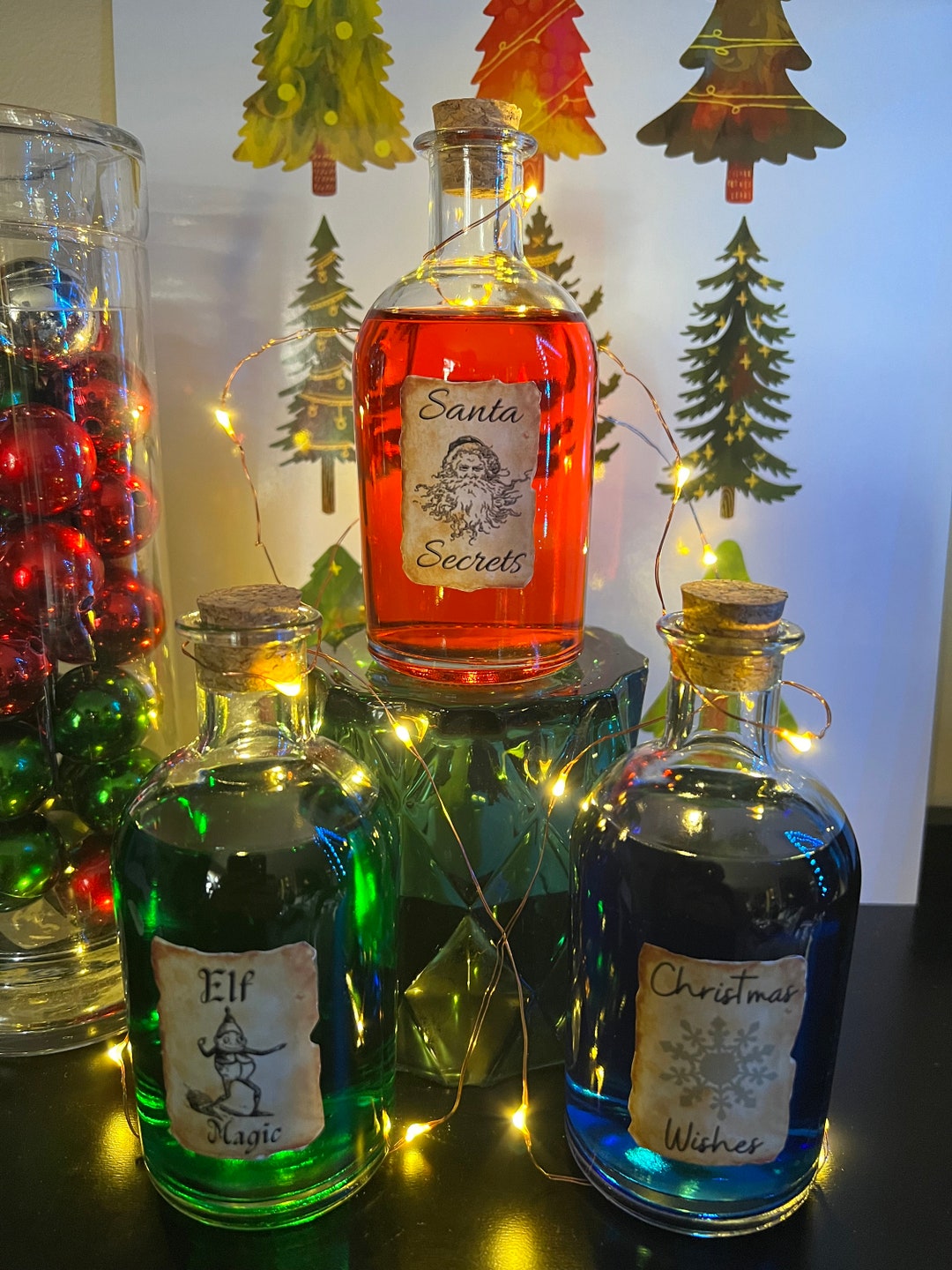 Christmas 8 Oz Glass Potion Bottles With Cork and Label: Santa Secrets ...