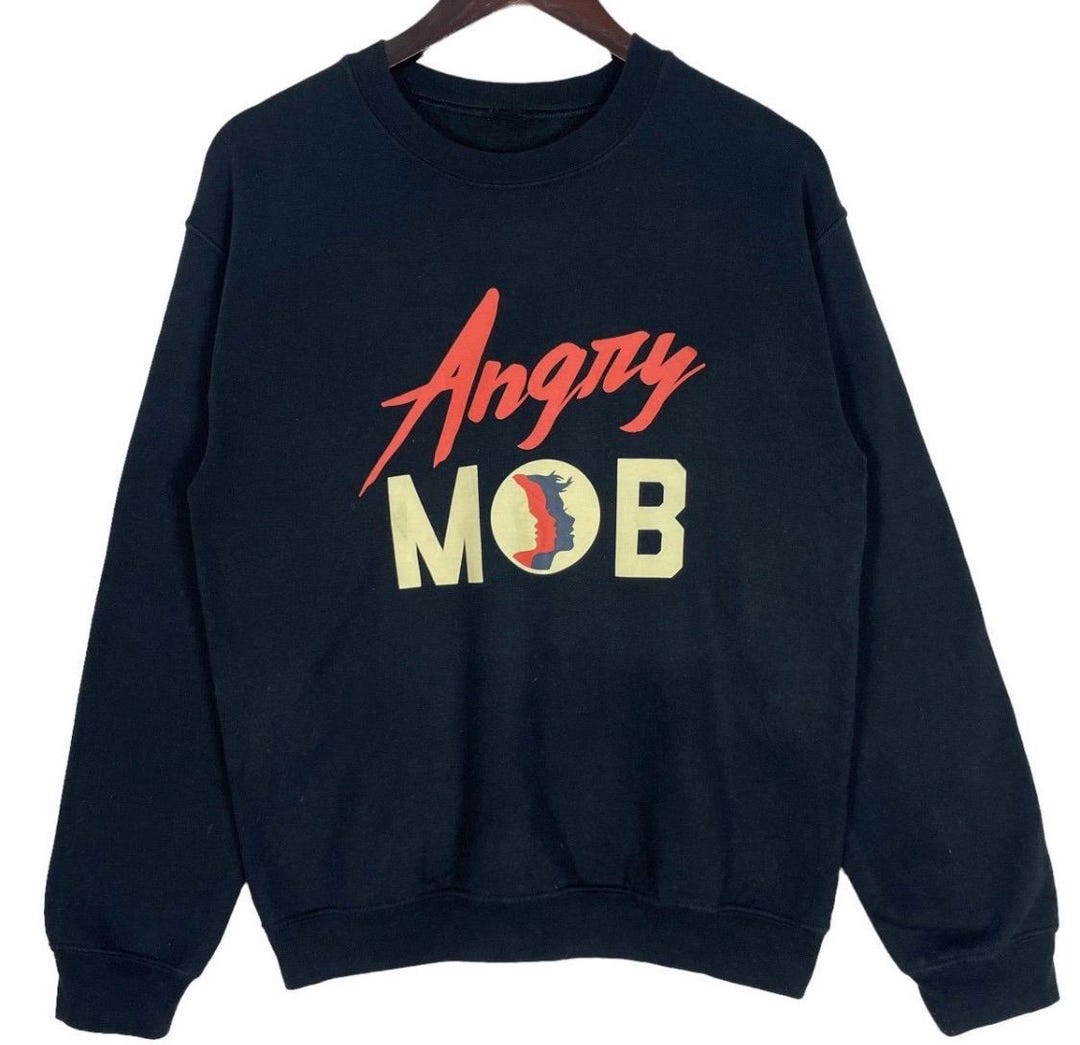 Vintage Angry Mob Band Tee Rock Sweatshirt Crewneck Spell Out Sweater ...