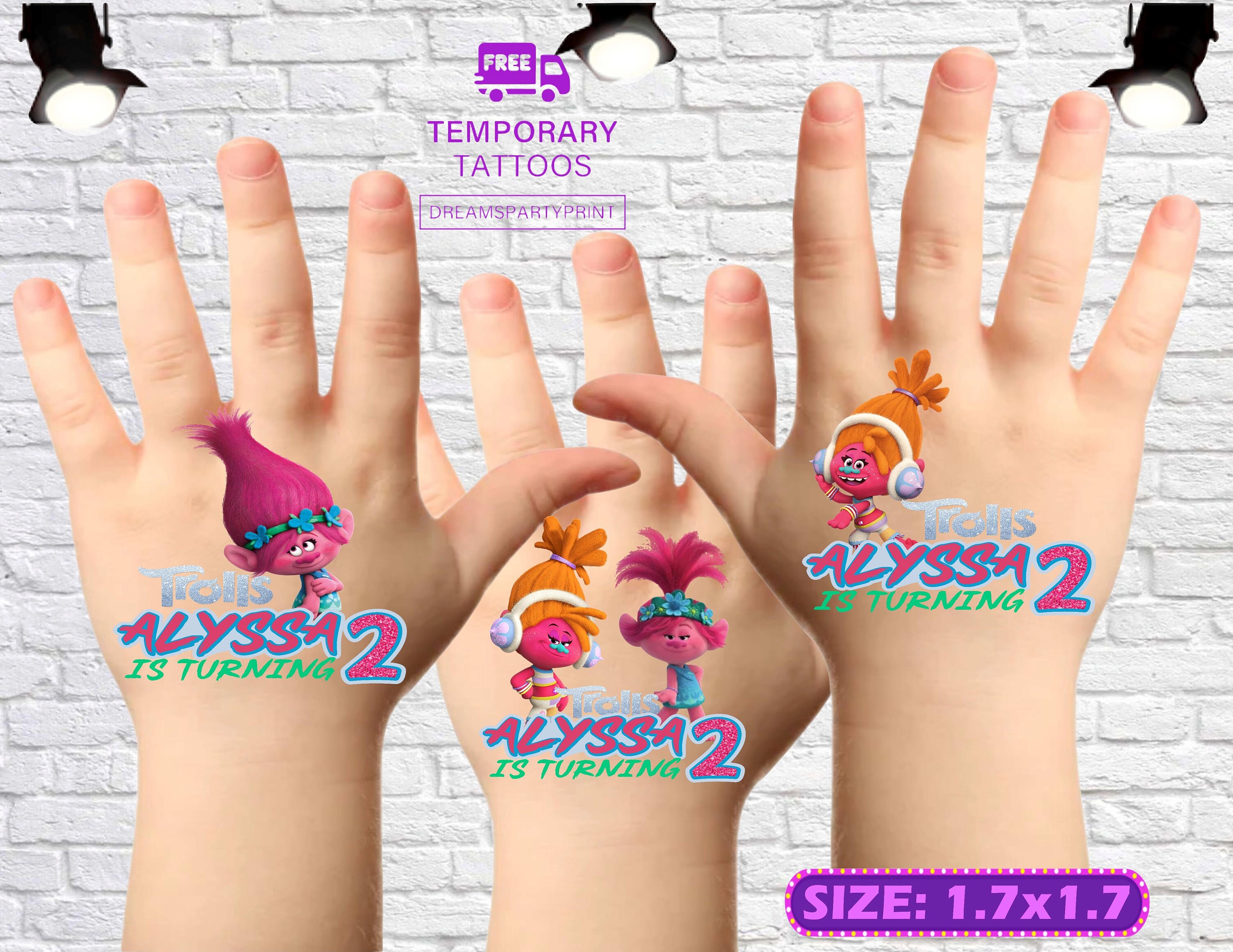 Trolls Trolls Temporary Tattoos Trolls Birthday Trolls | Etsy