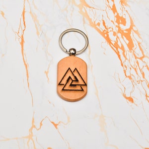 Custom Viking Symbol Wooden Keychain - Laser Engraved Personalised ...