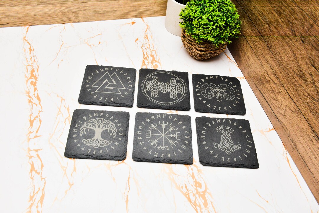 Norse Mythology Coasters - Laser Engraved Slate Coaster - Symbolic ...