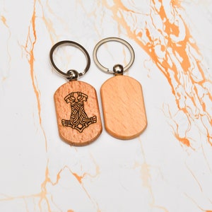 Custom Viking Symbol Wooden Keychain - Laser Engraved Personalised ...
