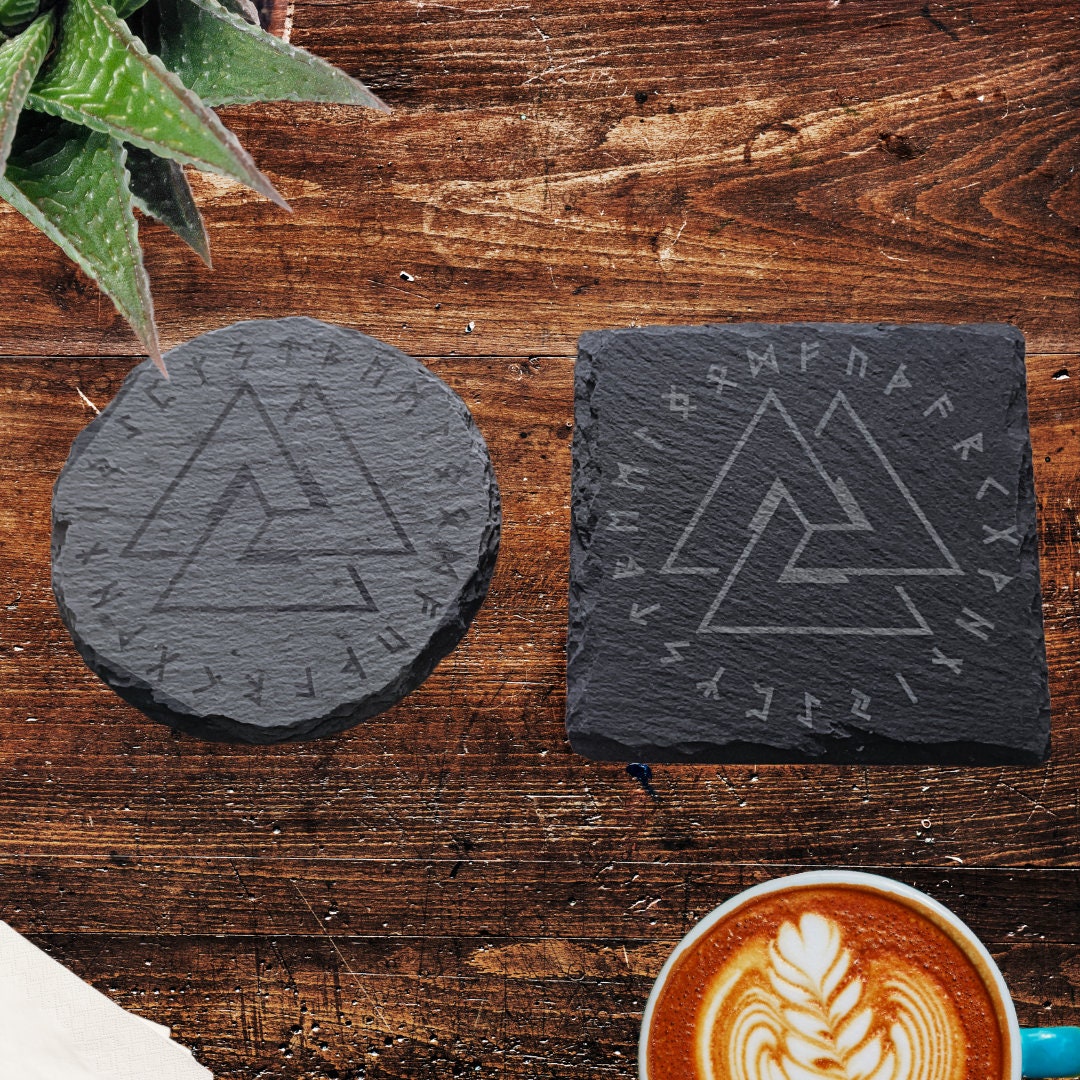 Viking Slate Coaster Valknut. Norse Symbols and Runes Coaster. Odins ...