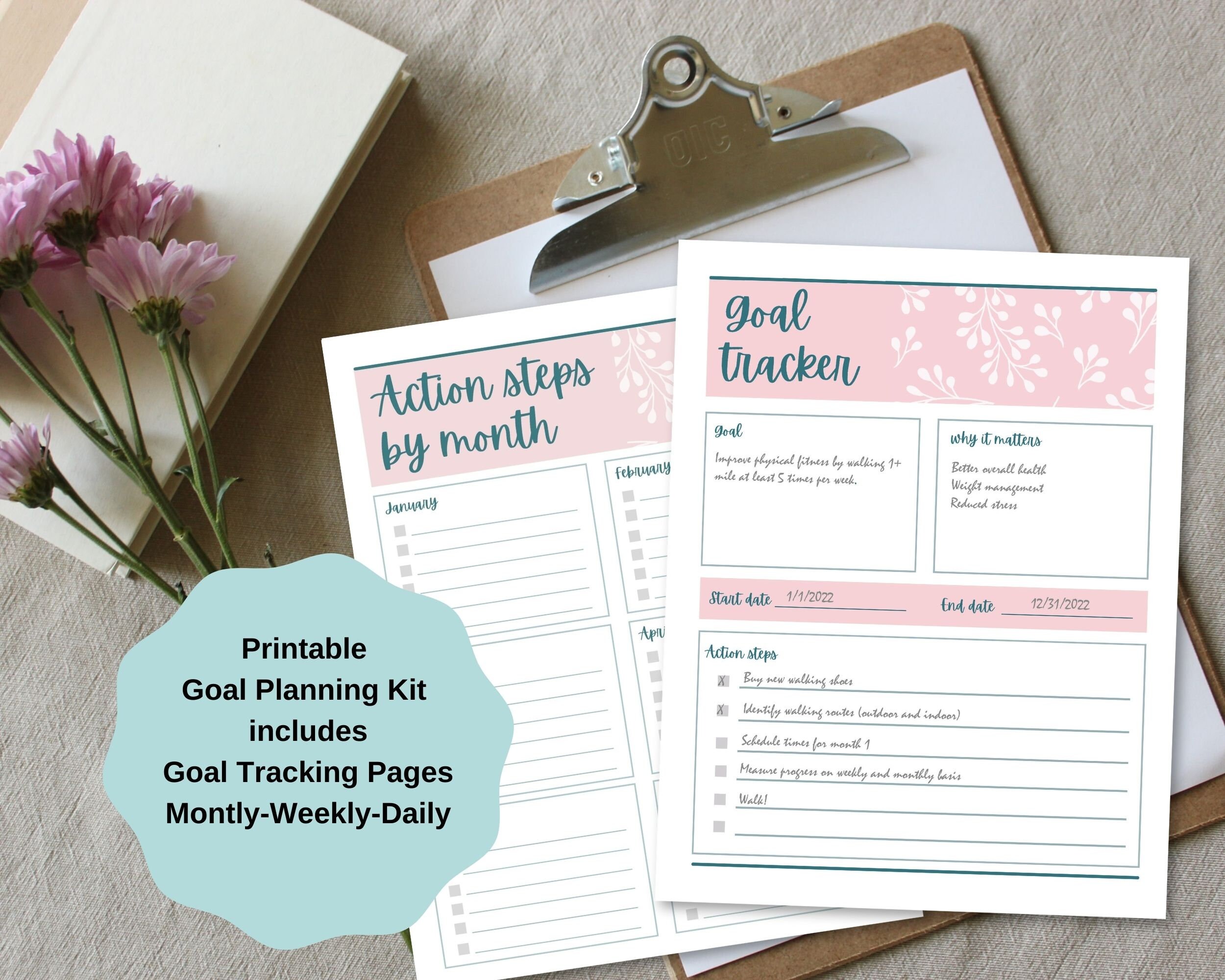 Printable Goal Setting Kit Goal Tracking Annual Monthly - Etsy