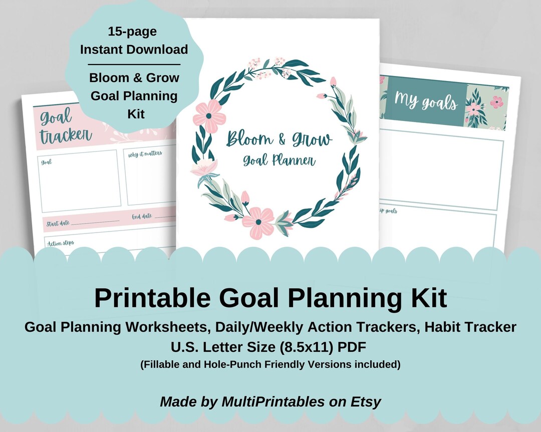 Printable Goal Setting Kit Goal Tracking Annual, Monthly, Weekly Goal ...