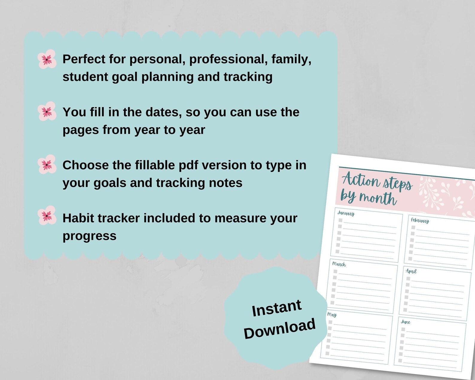 Printable Goal Setting Kit Goal Tracking Annual, Monthly, Weekly Goal ...