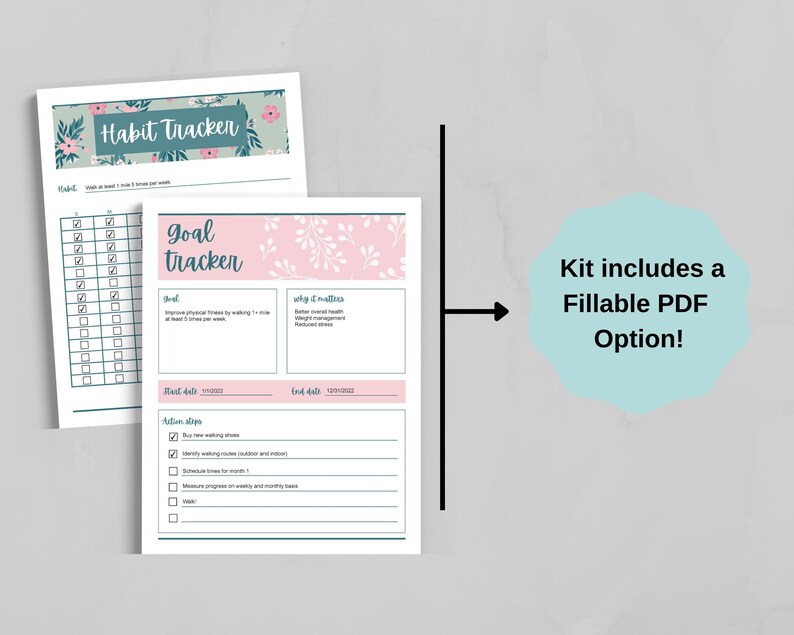 Printable Goal Setting Kit Goal Tracking Annual, Monthly, Weekly Goal ...