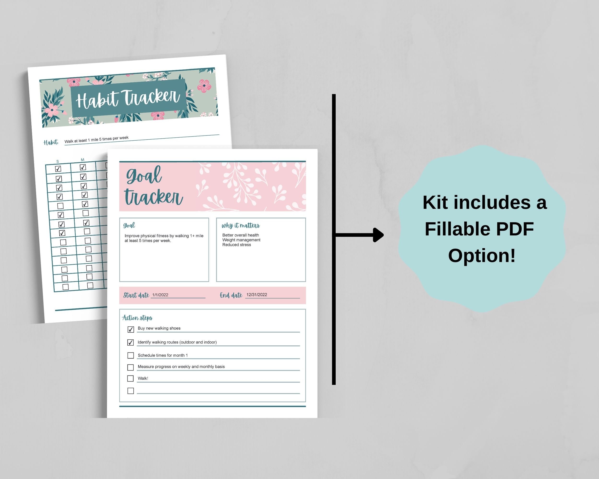 Printable Goal Setting Kit Goal Tracking Annual Monthly - Etsy