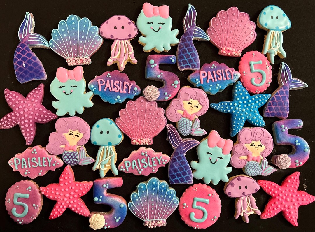 Mermaid Theme Cookies: Custom Sugar Cookies, 1 Dozen - Etsy