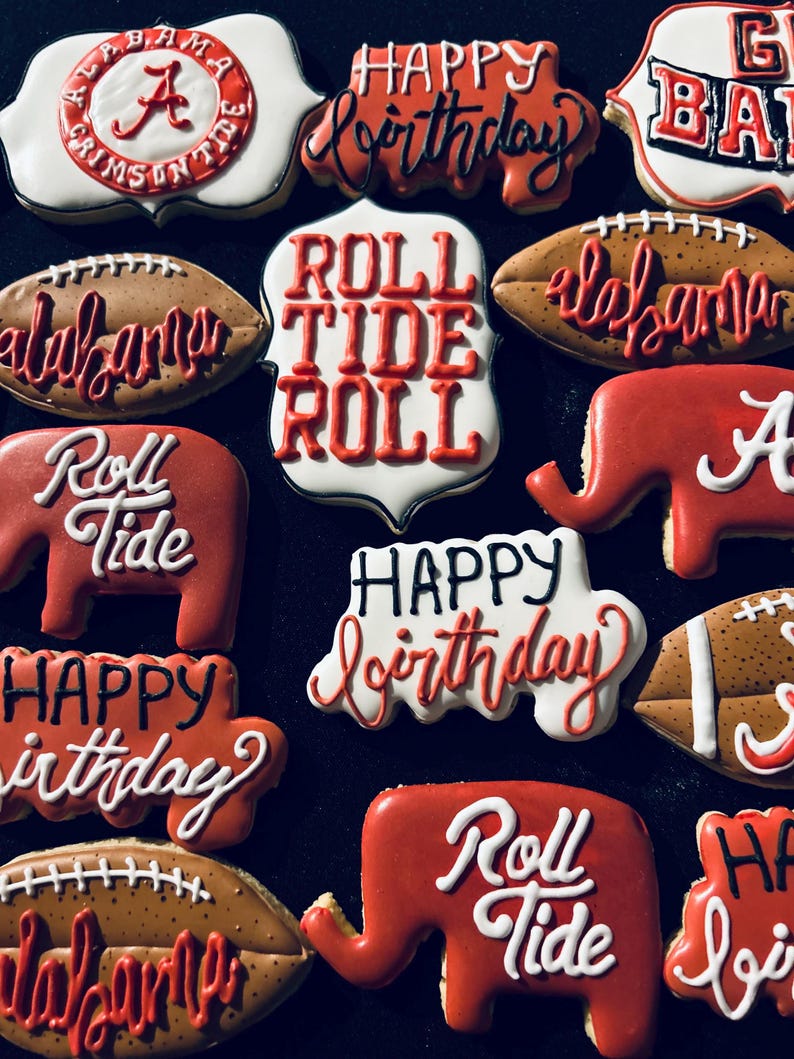 Alabama Crimson Tide Sugar Cookies: Roll Tide Birthday Party Favors (1 ...