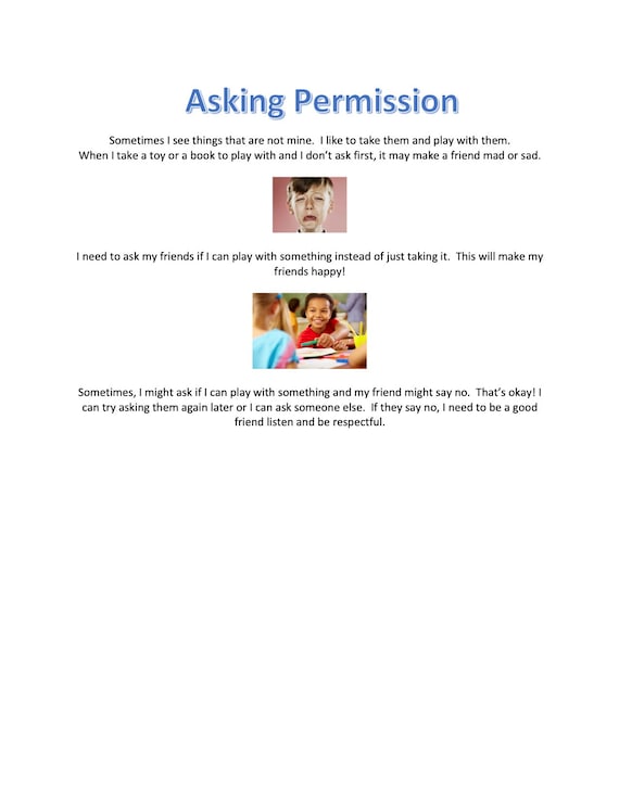 Asking Permission Social Story - Etsy