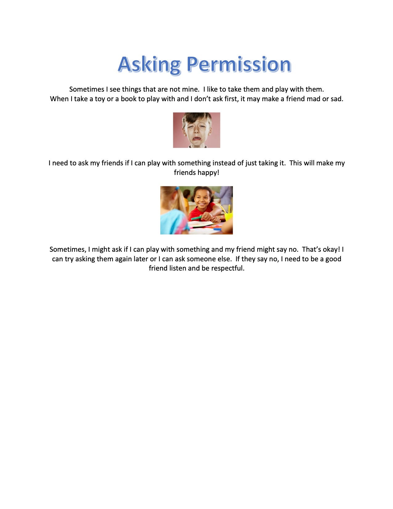 Asking Permission Social Story - Etsy