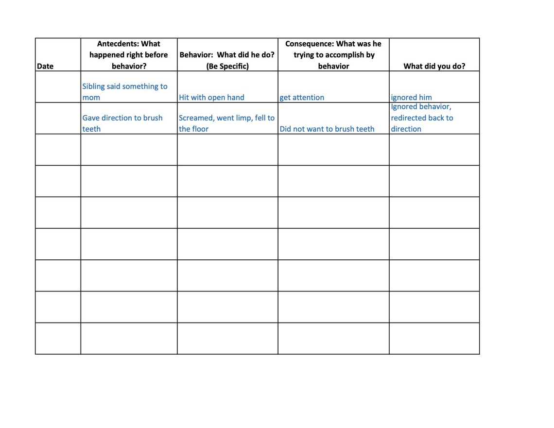 ABC Data Collection Sheet - Etsy
