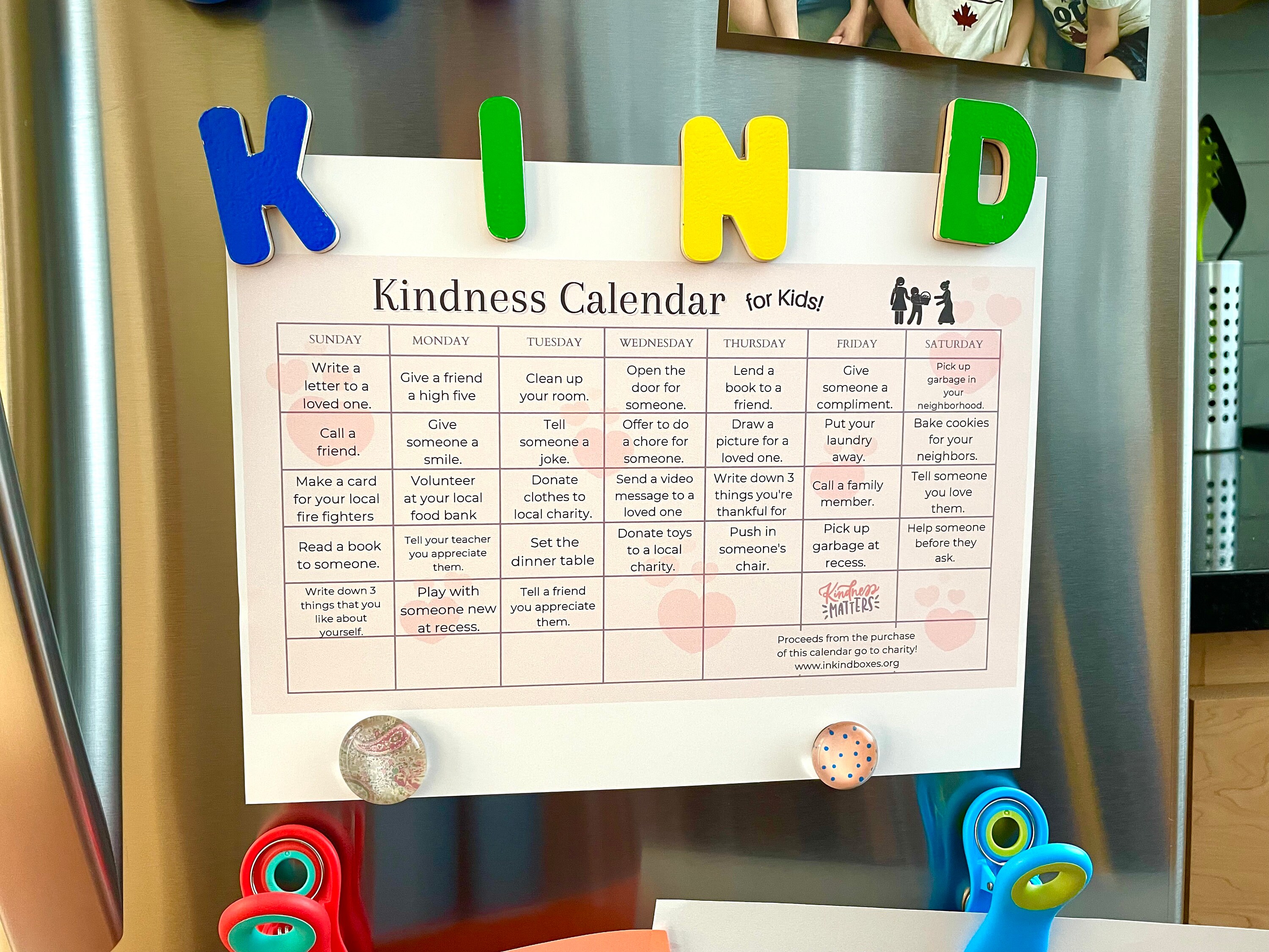 Kindness Calendar for Kids (green) | Kids' Acts of Kindness Calendar ...