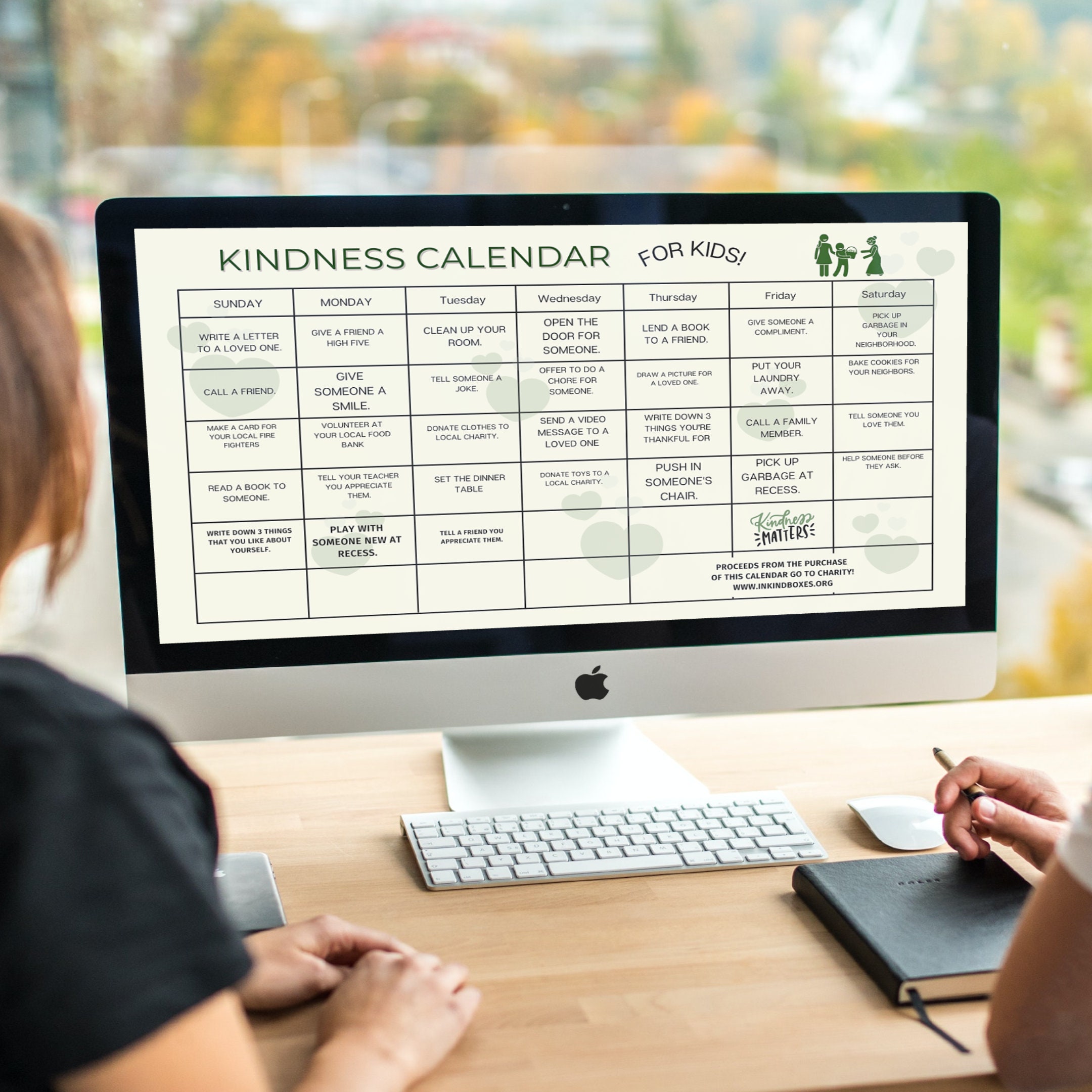 Kindness Calendar for Kids (green) | Kids' Acts of Kindness Calendar ...