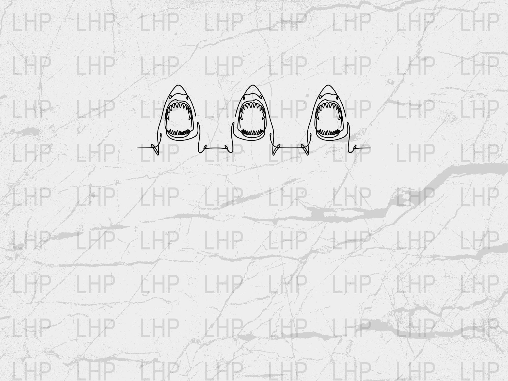 Shark Line Art, PNG Design 4200x4800, Digital Download, Minimalist ...