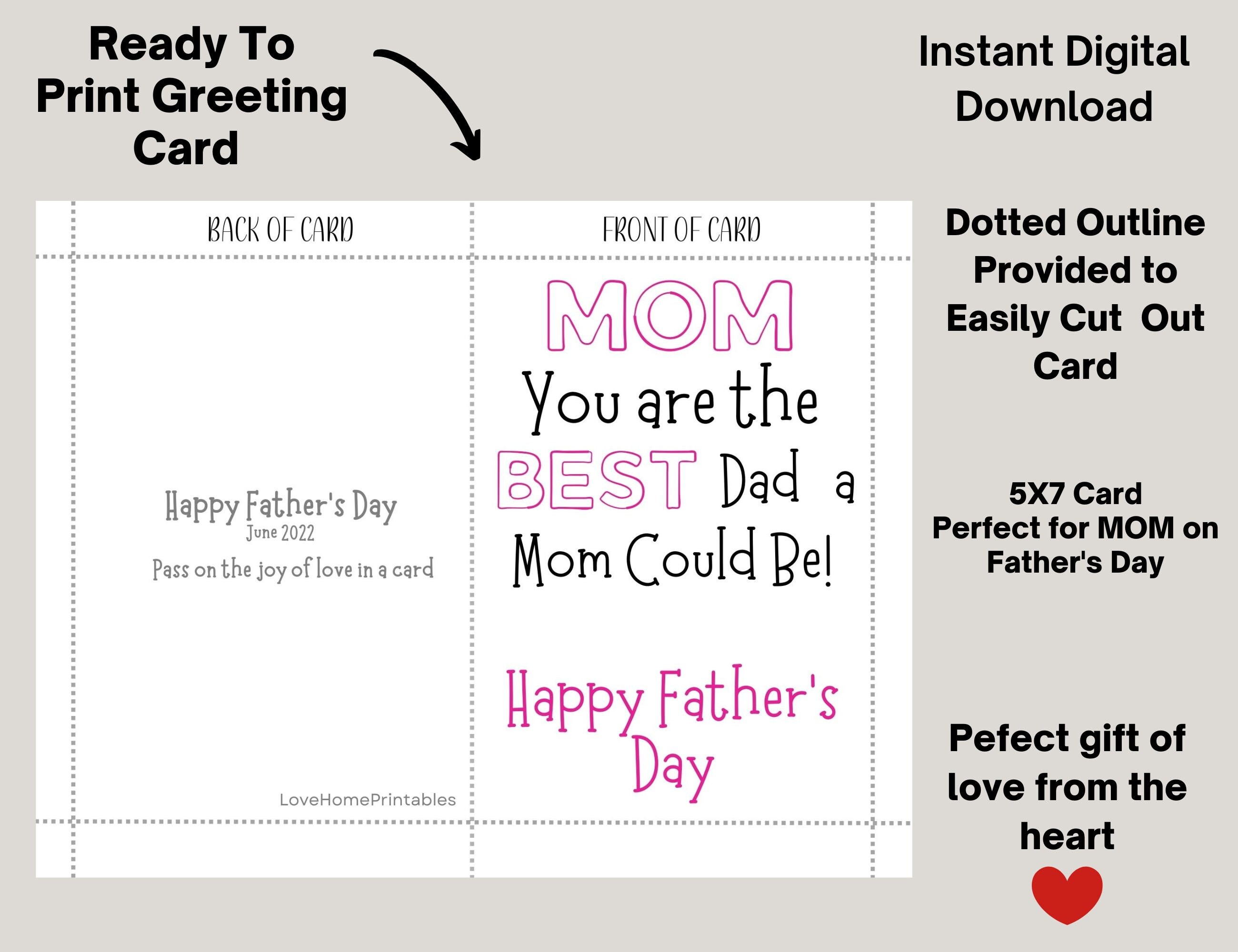 Father's Day Card for Mom, Digital Printable Instant Download, Best Mom ...