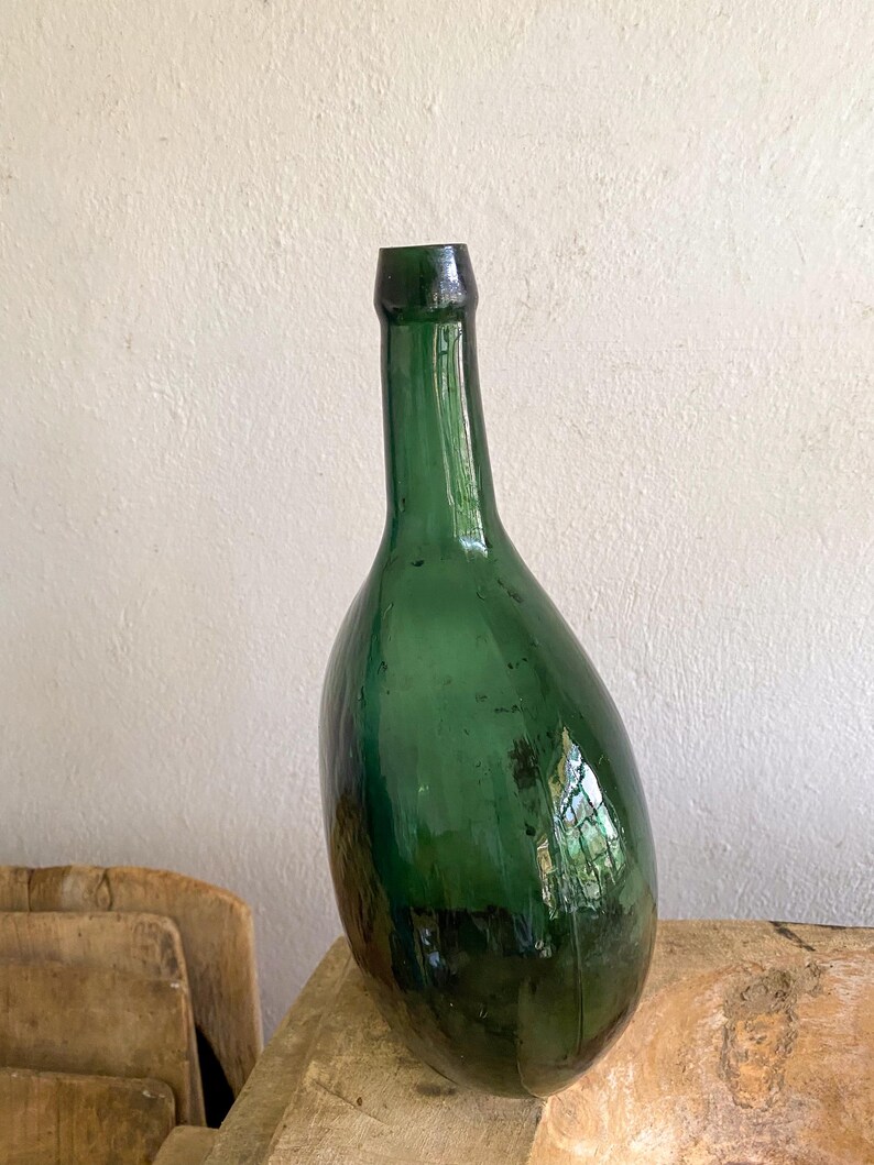 Gran damajuana de vidrio verde, botella de vid de damajuana - Etsy México