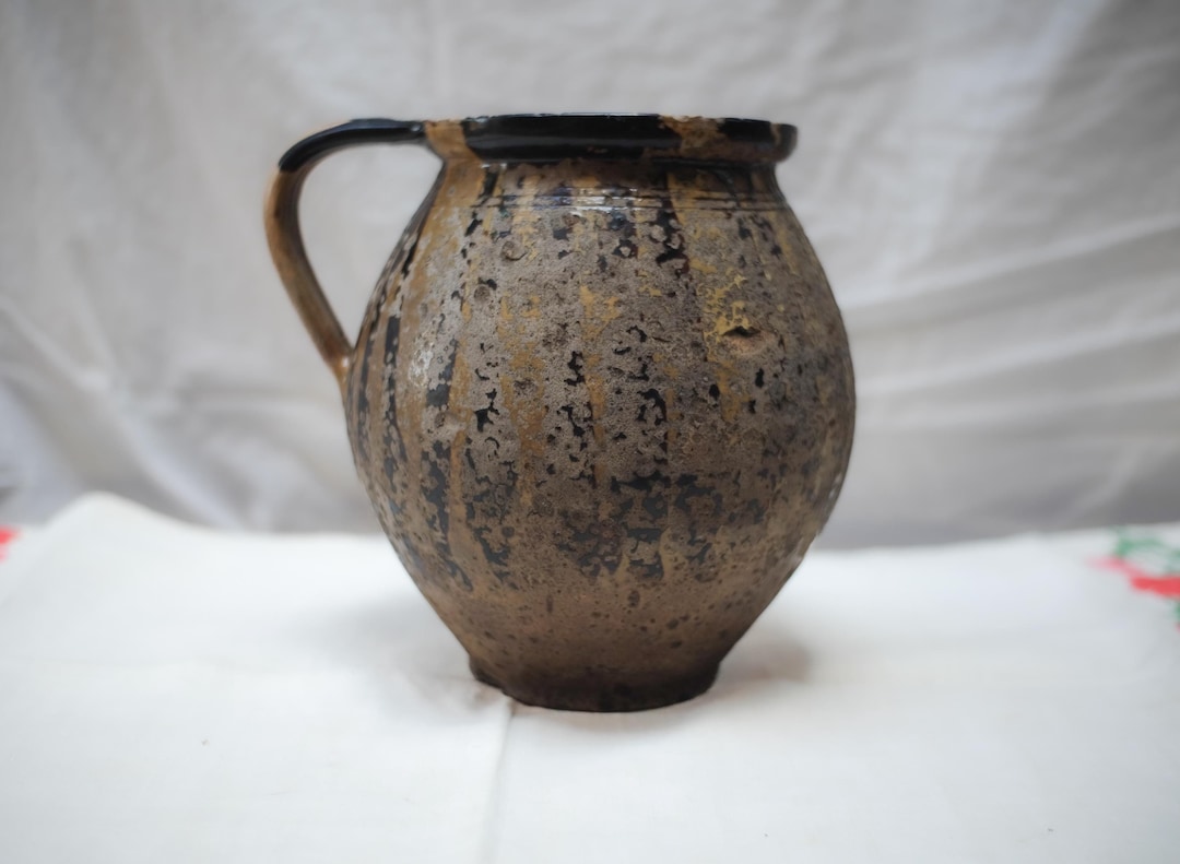 Antique European Ceramic Cooking Vessel With Rustic Glaze, Pot With ...