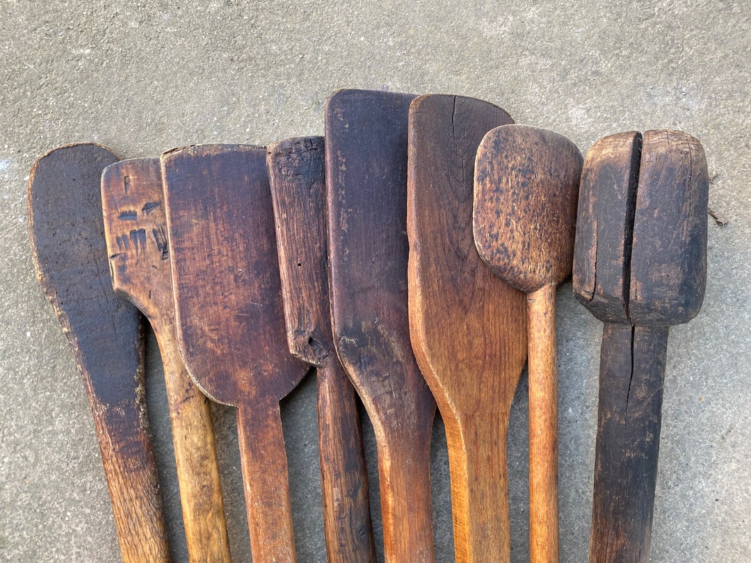 Vintage, Antique Large Rustic Wooden Spoons, Used Carved Spoon, Rustic ...