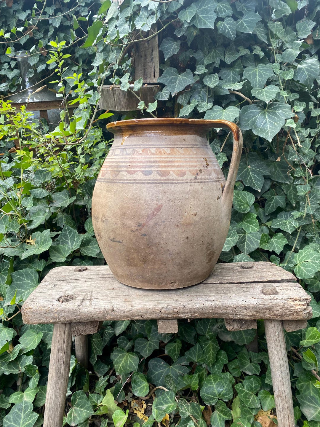 Antique European Ceramic Cooking Vessel With Rustic Glaze, Pot With ...