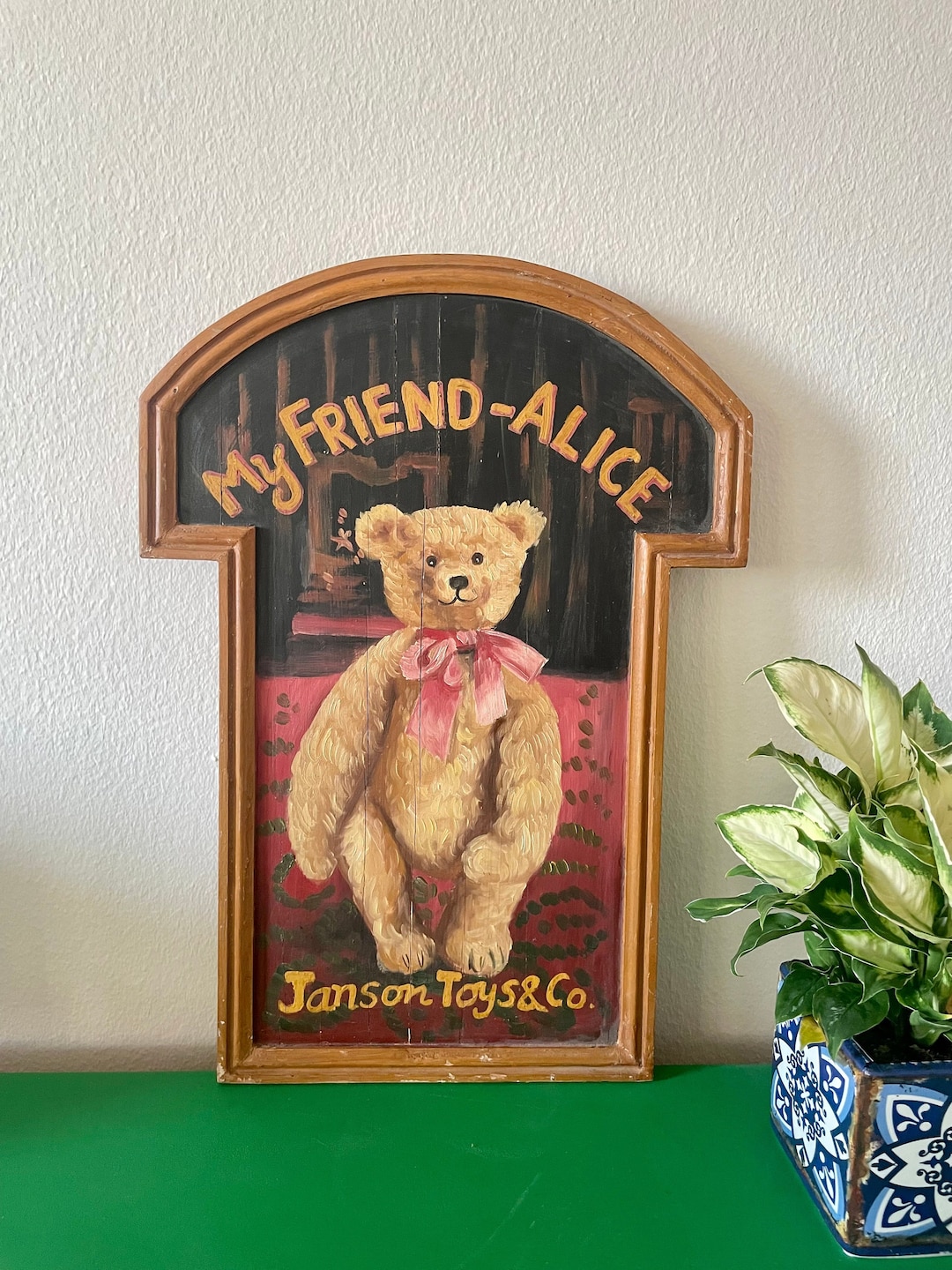 Vintage Toy Store Sign, Hand Painted my Friend Alice by Janson Toys ...